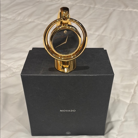 Movado | Other | Movado Gold And Black Clock One Of A Kind | Poshmark
